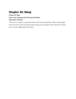 Exam View - Chapter 43 - Chapter 43: Sleep Potter et al.: Fundamentals ...