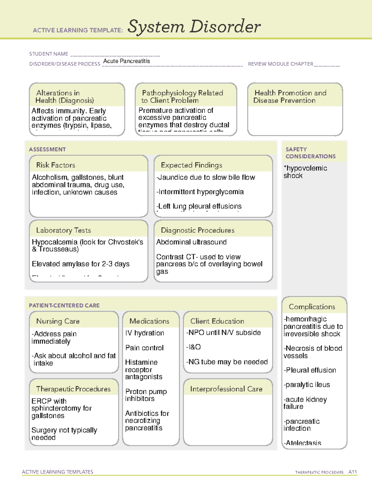 Acute pancreatitis system disorder - ACTIVE LEARNING TEMPLATES ...