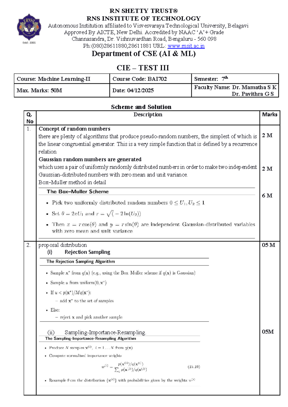 ML BAI702 Scheme and Solution for CIE Test - Studocu