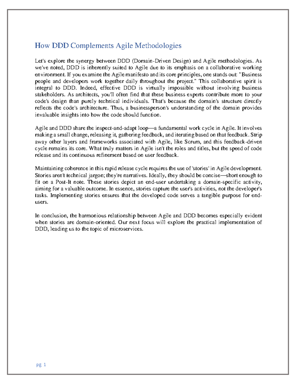 How DDD Complements Agile Methodologies: Exploring Synergy - Studocu
