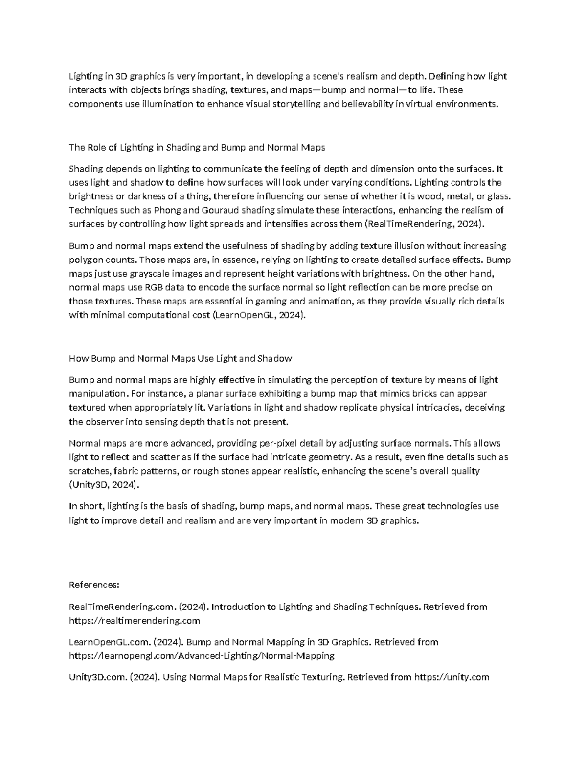 CS 4406-01 Computer Graphics: The Importance of Lighting in 3D Graphics - Studocu