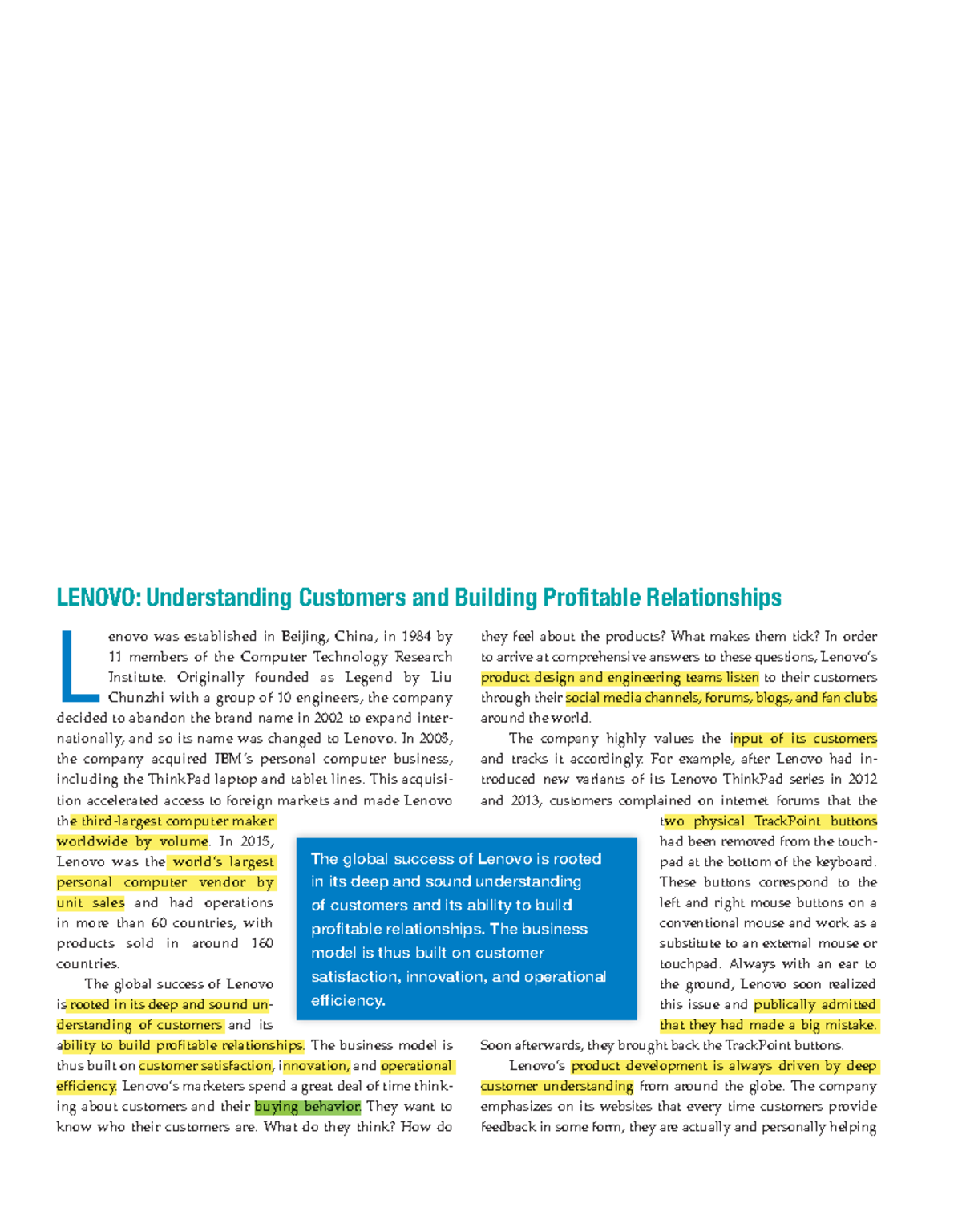 Lenovo Case Study: Building Customer Relationships and Success - Studocu