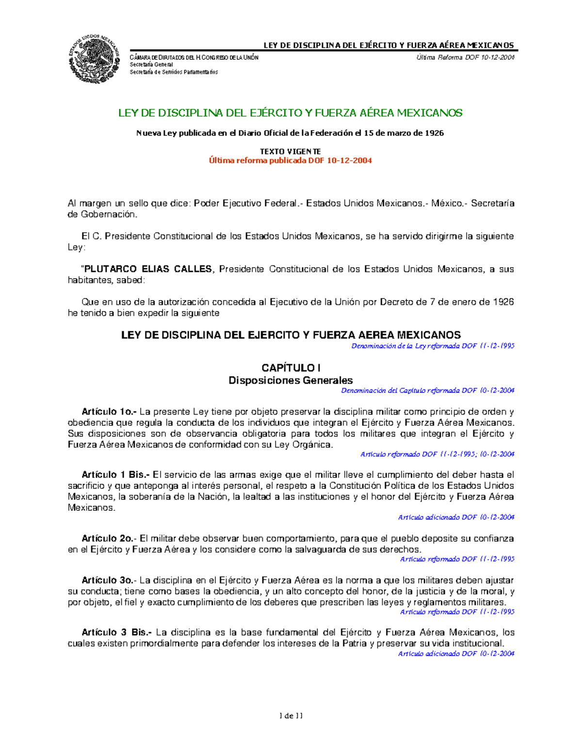 LEY DE Disciplina - 2004 - C¡MARA DE DIPUTADOS DEL H. CONGRESO DE LA UNI”N SecretarÌa General ...