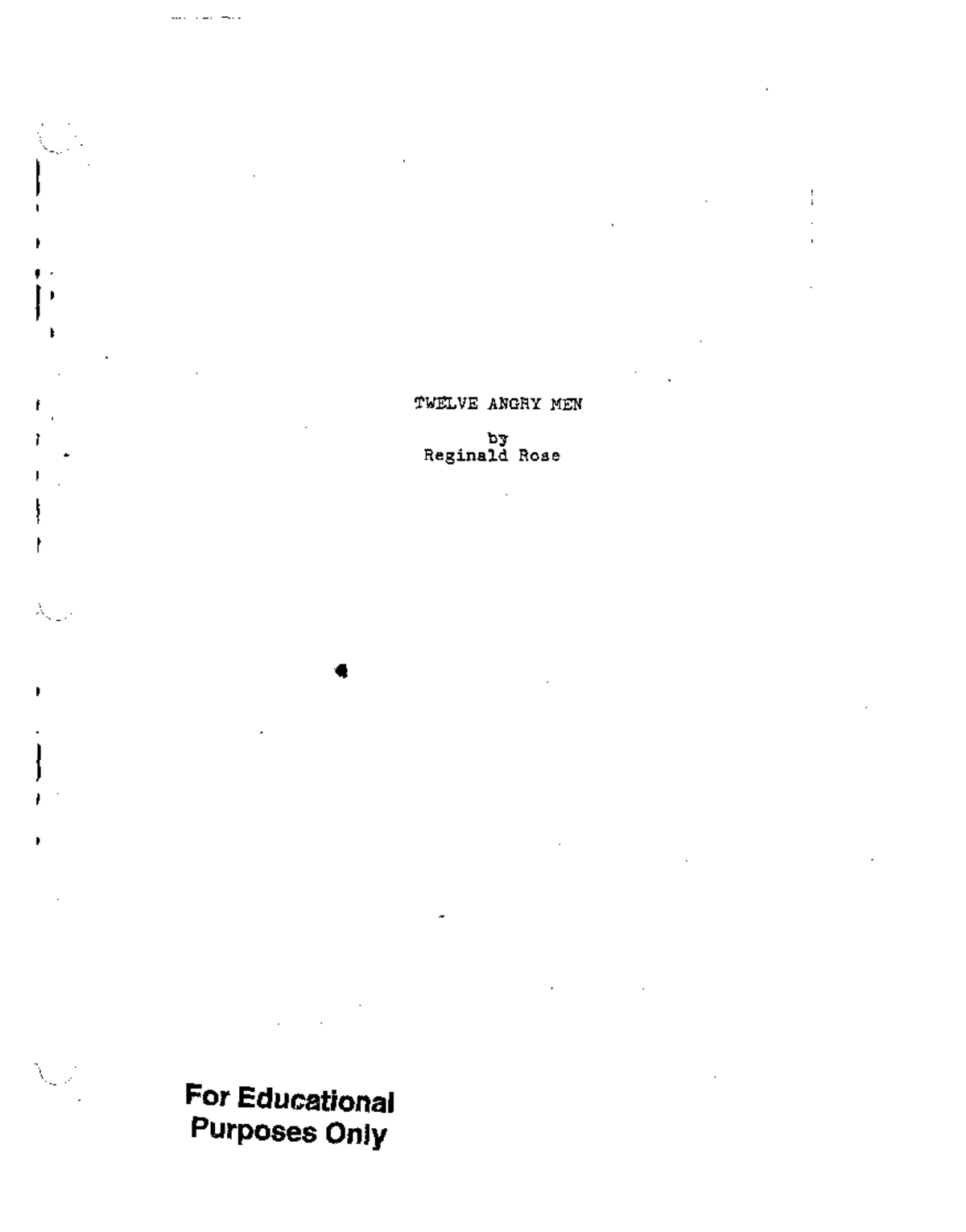 TWELVE ANGRY MEN (1957) - Character Analysis and Script Notes - Studocu