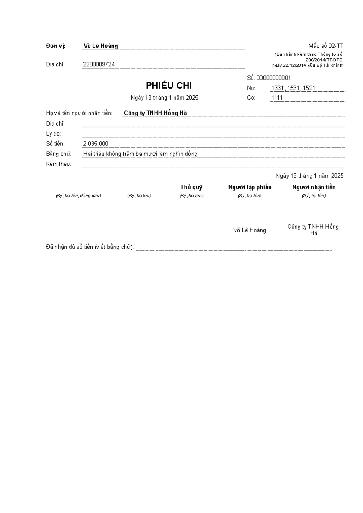 Phiếu Chi - QDQP (Mẫu số theo Thông tư Bộ Tài chính) - Studocu