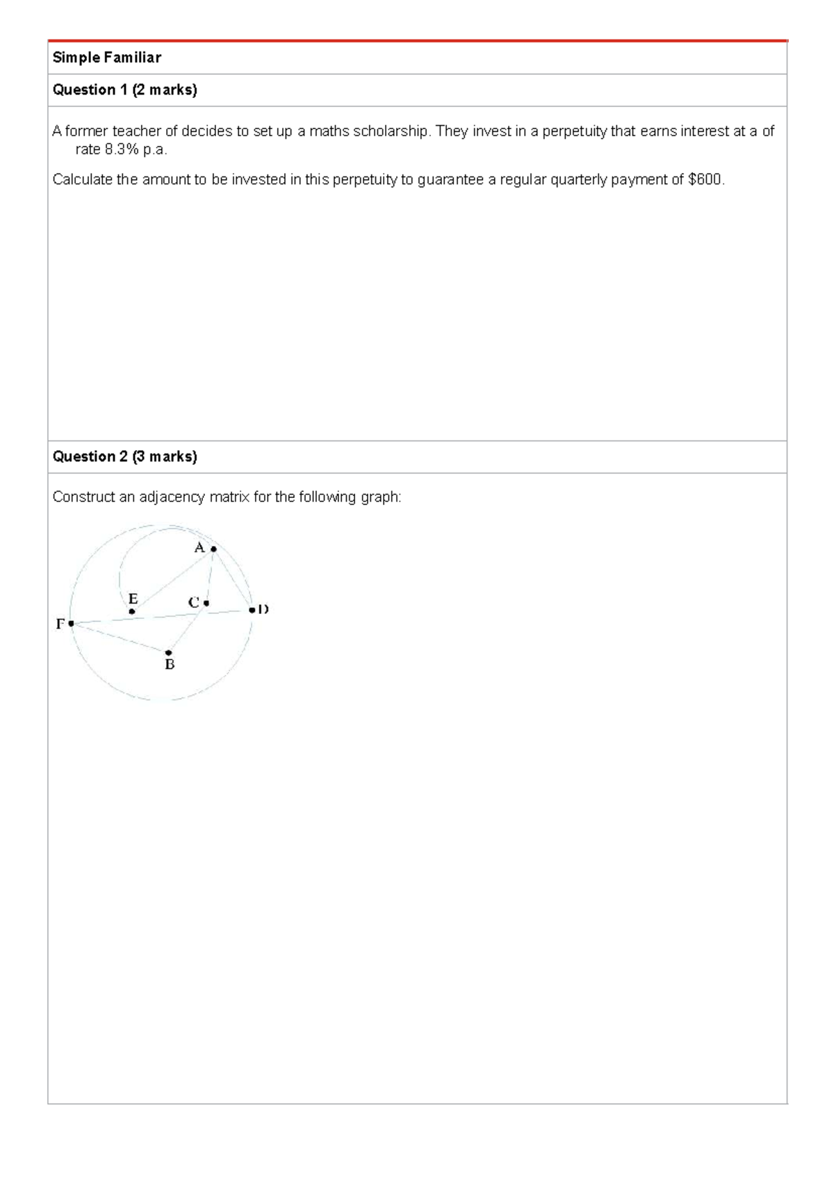 U4 - Simple Familiar Questions & Solutions - Revision Sheet - Studocu