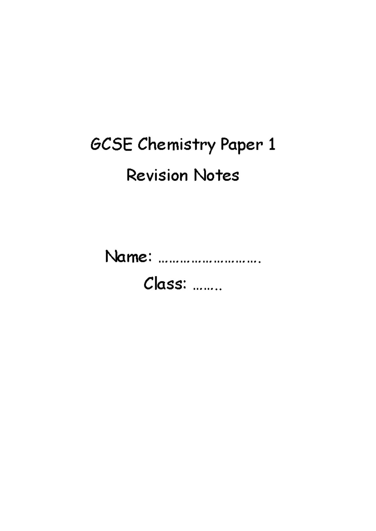 GCSE Chemistry Paper 1 Revision Notes: Atoms, Elements & Compounds ...