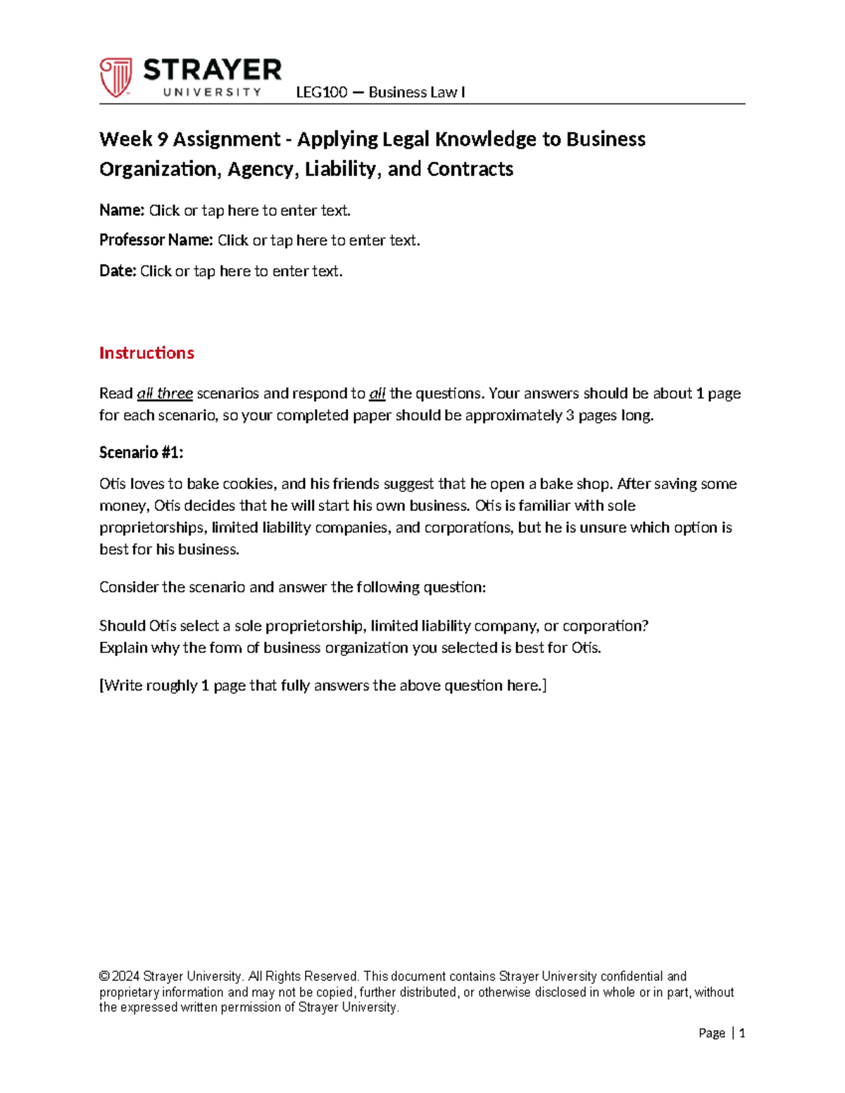 LEG100 Week 9 Assignment: Legal Knowledge in Business Scenarios - Studocu