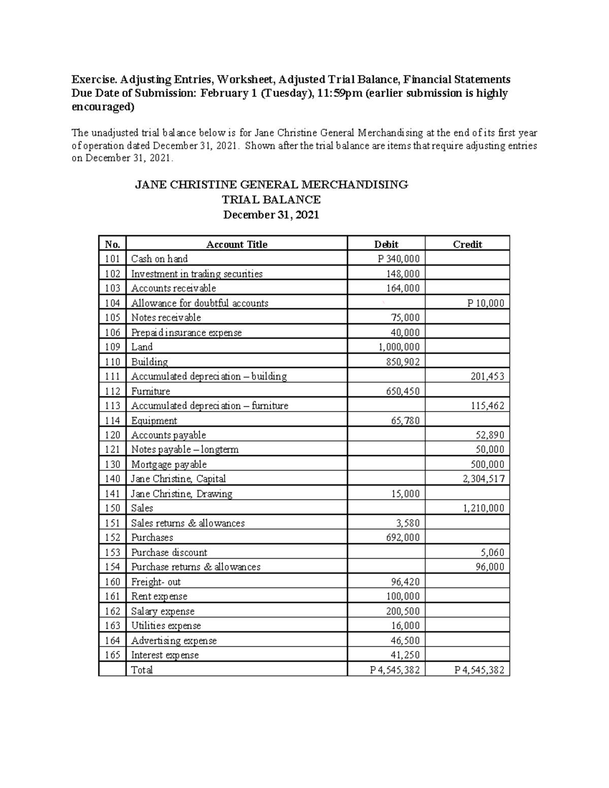F Dnacct Additional+Exercises+on+Adjusting+Entries%2C+Worksheet+and ...