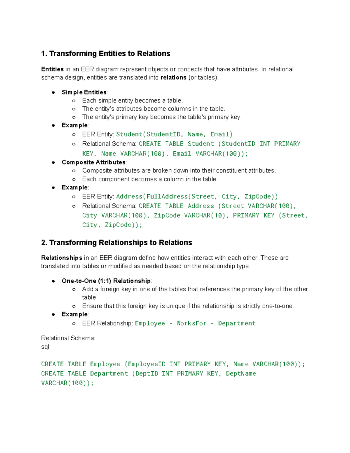 Transforming EER Diagrams to Relational Schema: A Comprehensive Guide ...