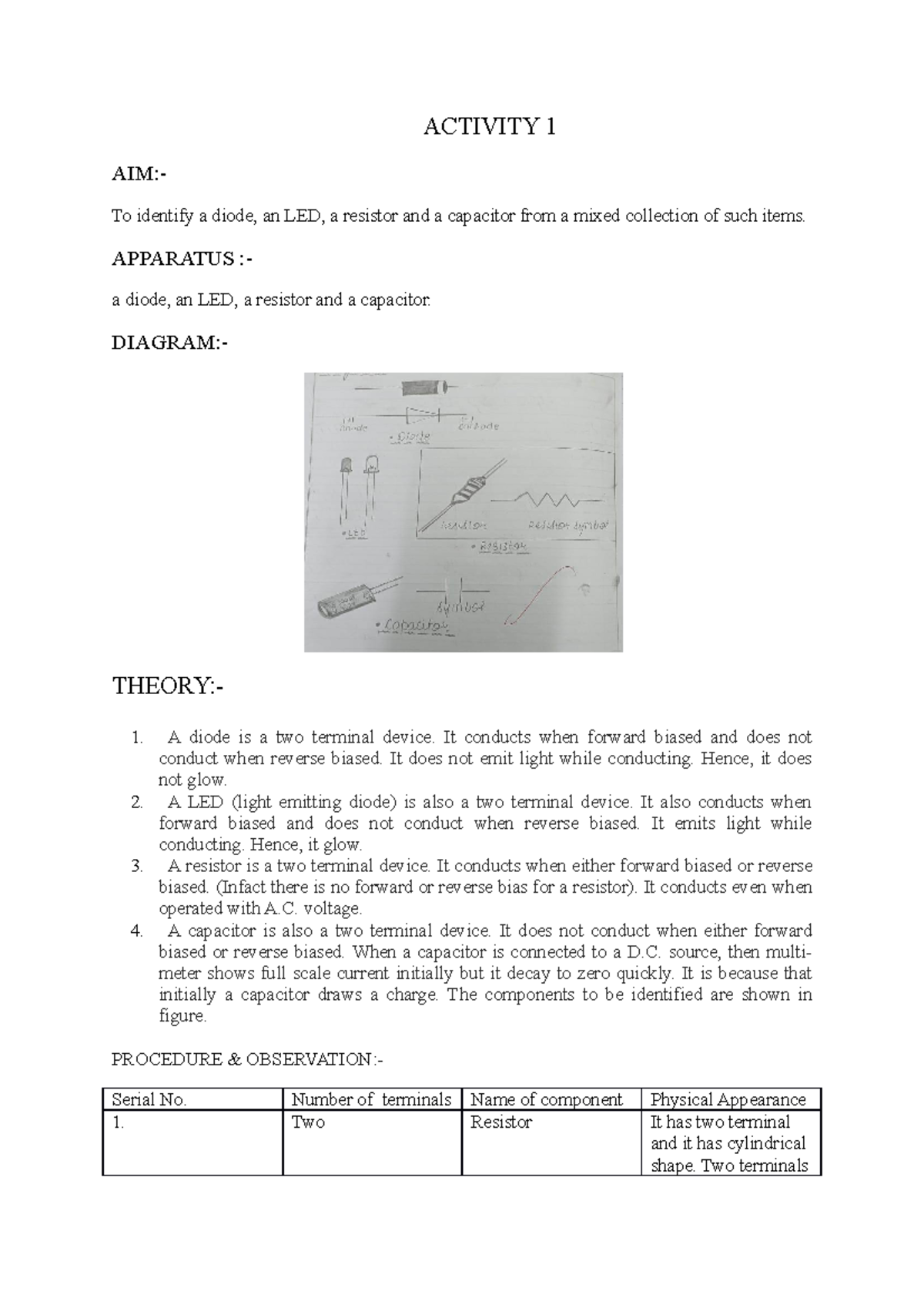 Activity 12: Identification of Diodes, LEDs, Resistors, and Capacitors - Studocu