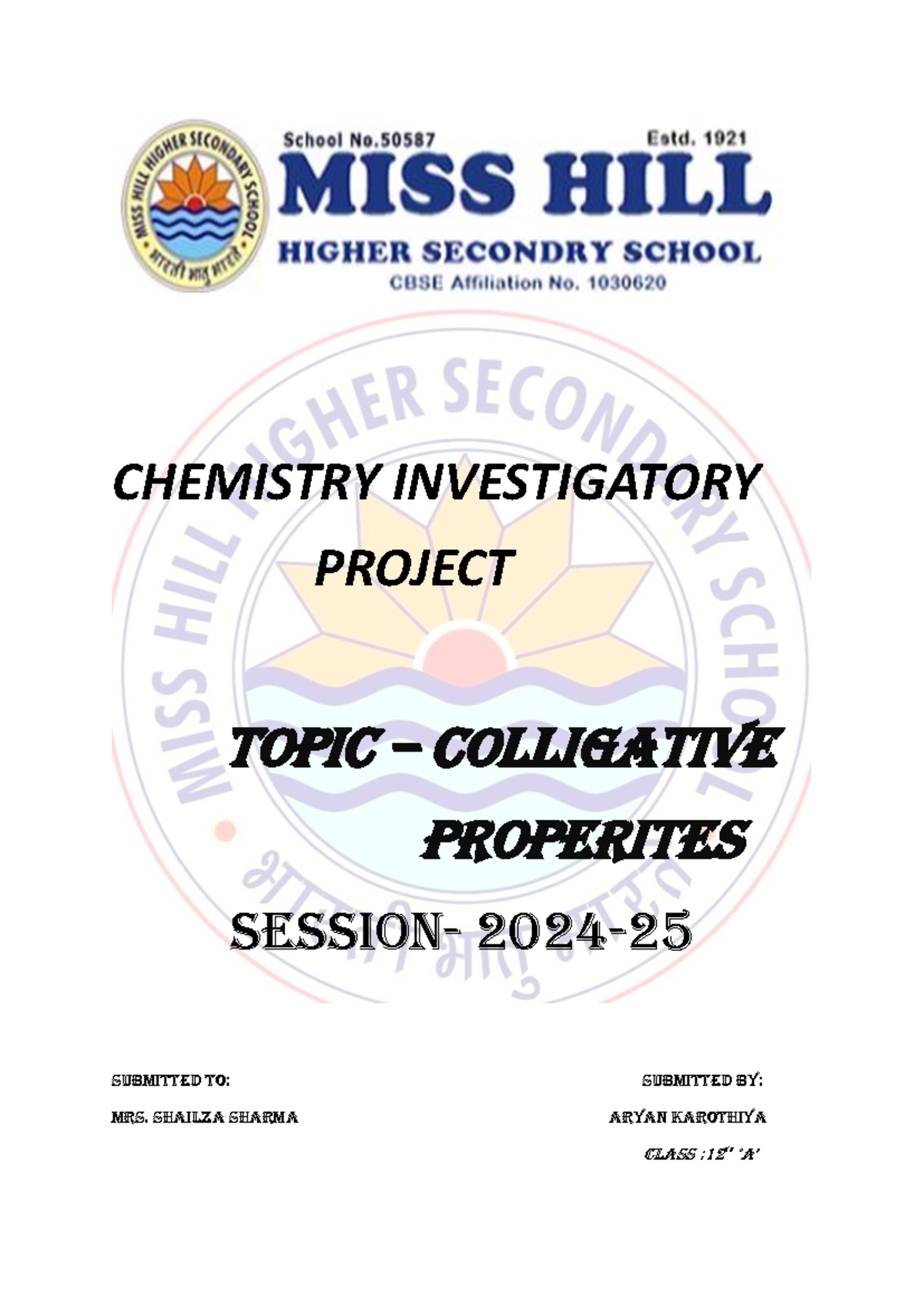 Colligative Properties: Investigatory Project for Chemistry Class 12 ...