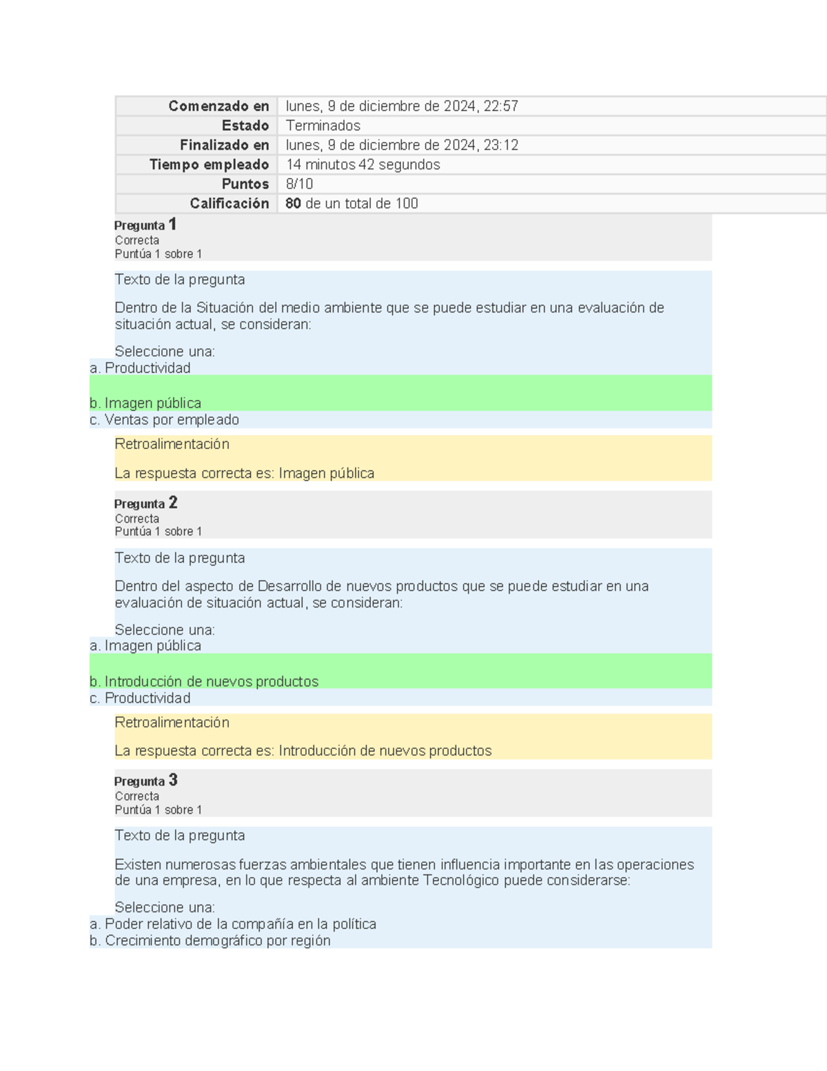 Examen 2 EA1. Contexto e importancia de la planeación estratégica. Parte 1 - Comenzado en lunes ...