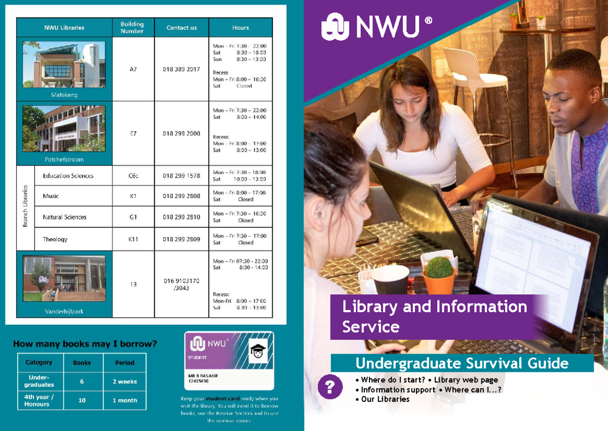 NWU Library Undergraduate Survival Guide - ICOM111 - Library and ...