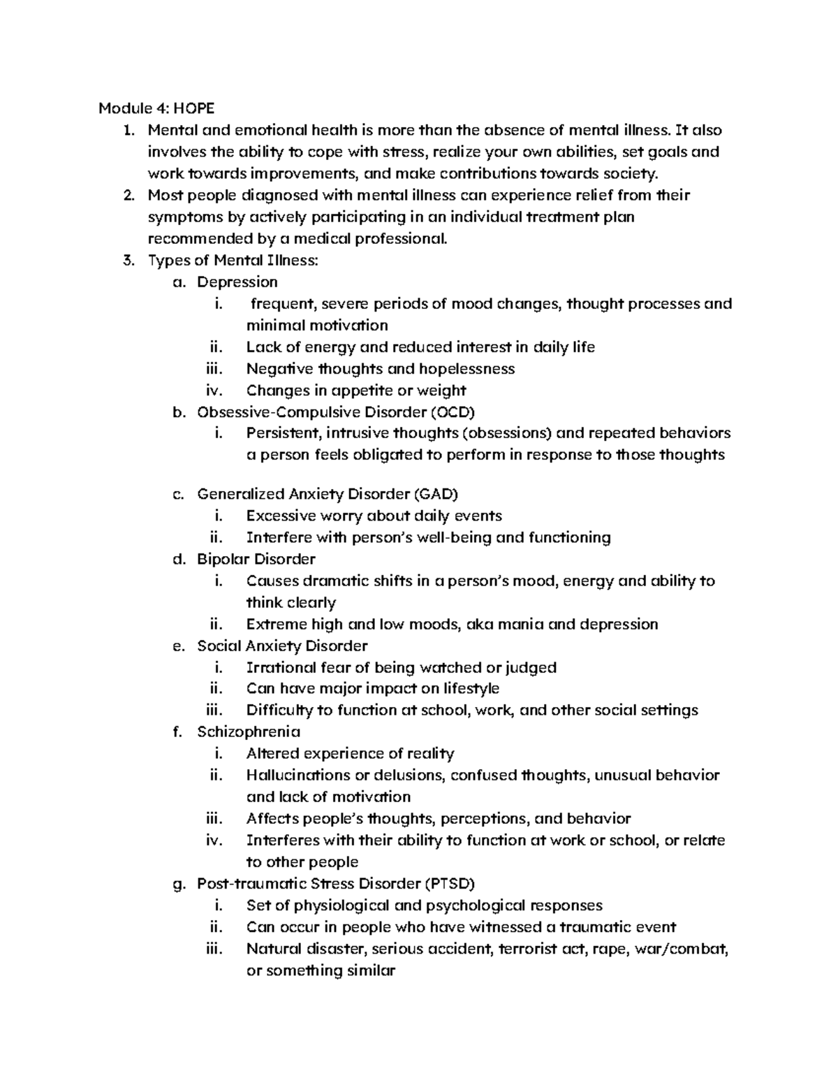 Module 4 HOPE - Module 4: HOPE 1. Mental and emotional health is more ...