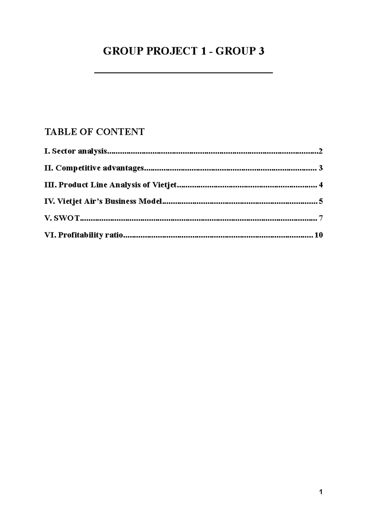 Vietjet Air Business Analysis: Group Project 1 (Group 3) - Studocu