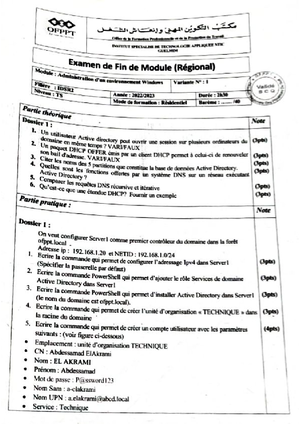Examen de Fin de Module Régional N° 203 - IDOSR Variante 1 2023 - Studocu