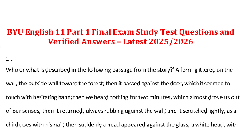 BYU English 11 Part 1 Final Exam Study Guide: Questions & Answers - Studocu