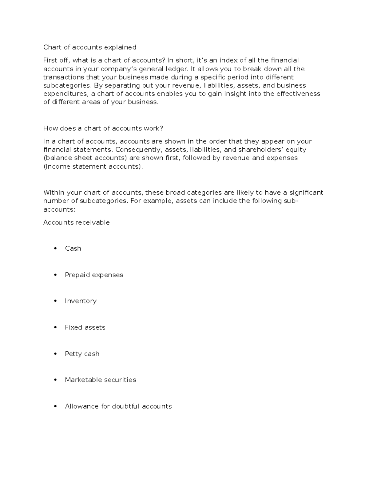 1 - How does a chart of accounts work? - Chart of accounts explained ...