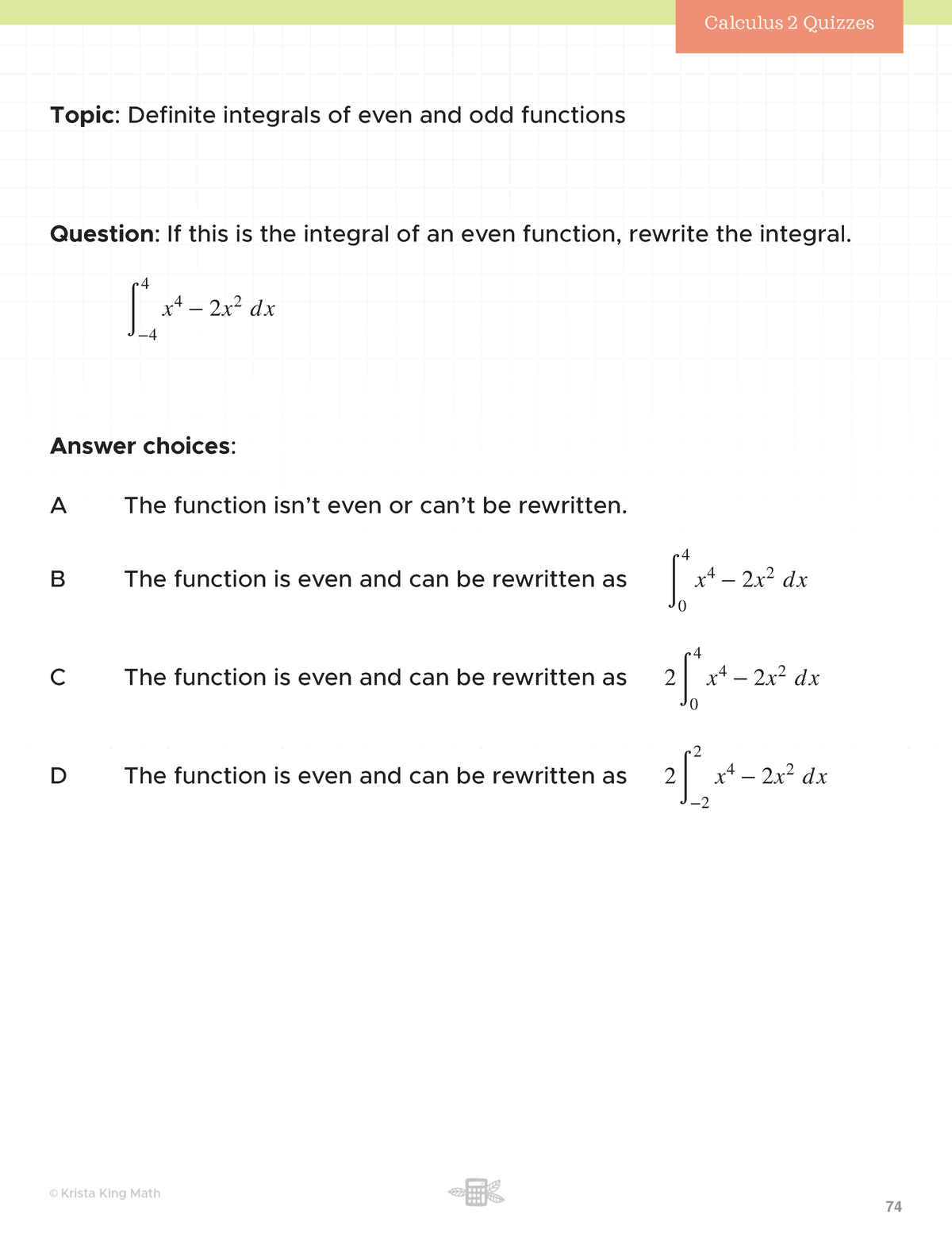 03 Definite Integrals of Even and Odd Functions - Study Notes - Studocu