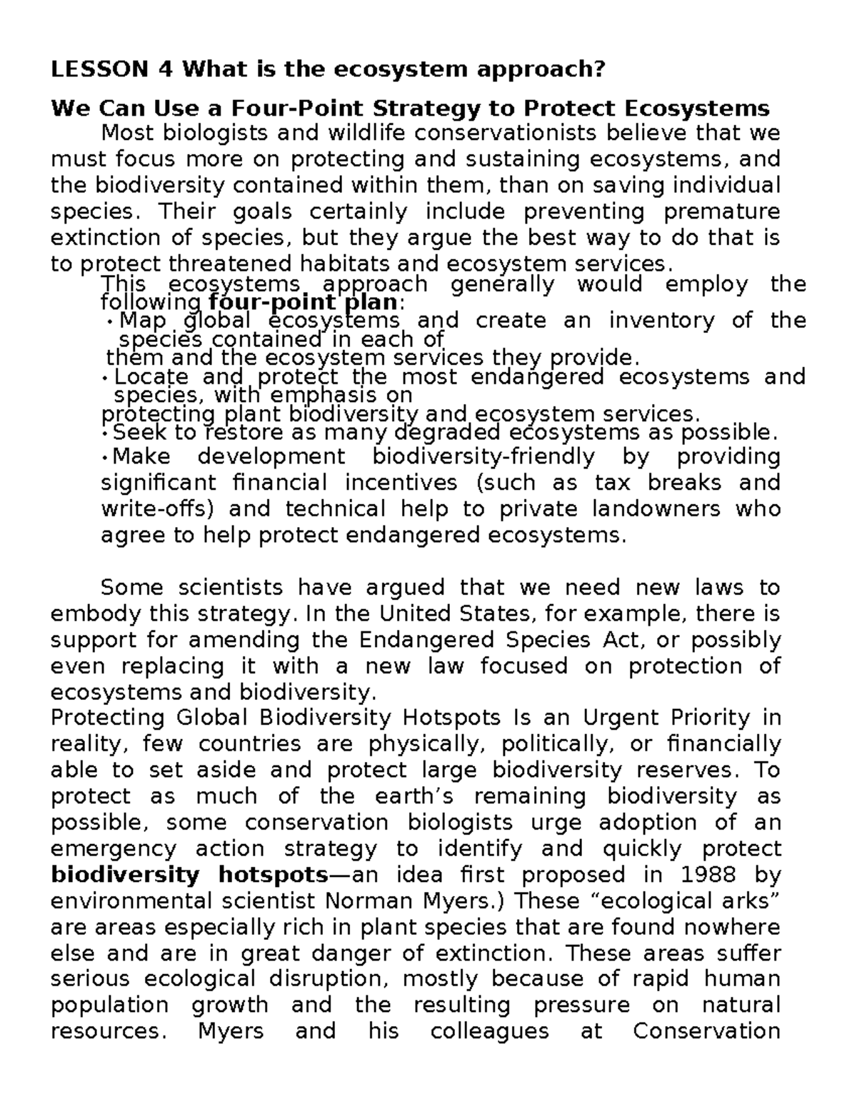 Chapter 2 Lesson 4-PEE - LESSON 4 What is the ecosystem approach? We ...