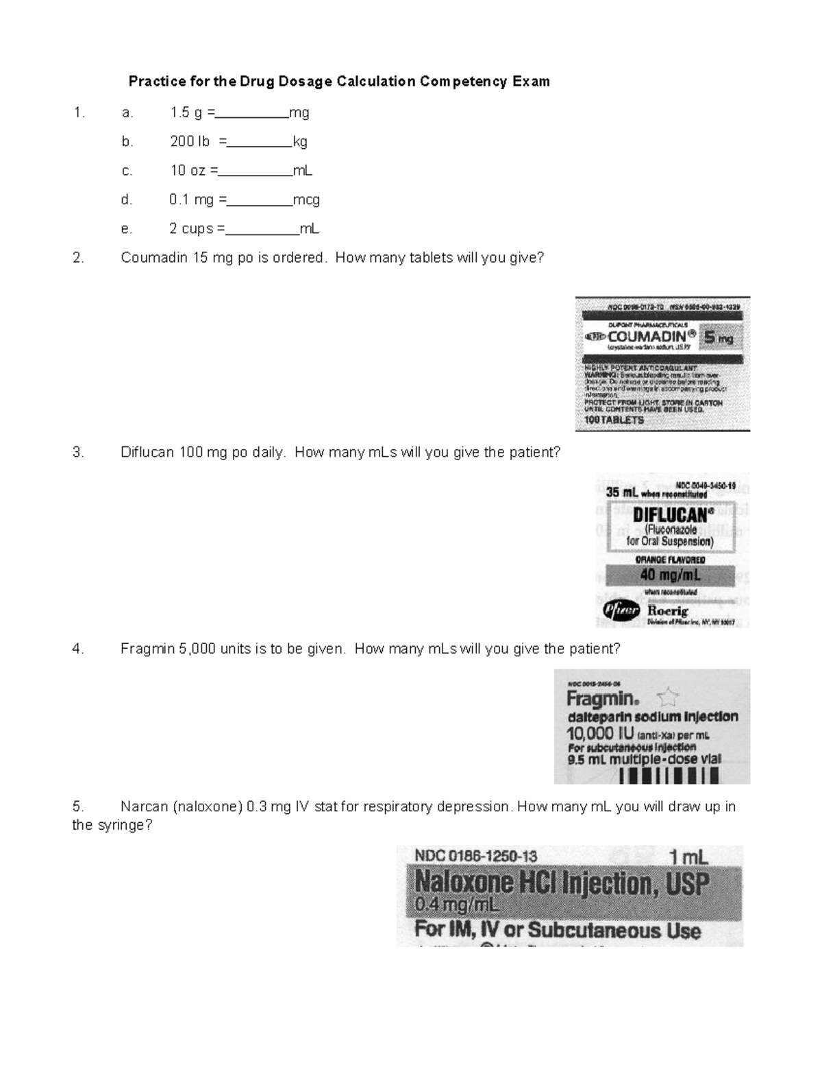Drug Dosage Calculation Competency Exam Practice (Med 101) - Studocu