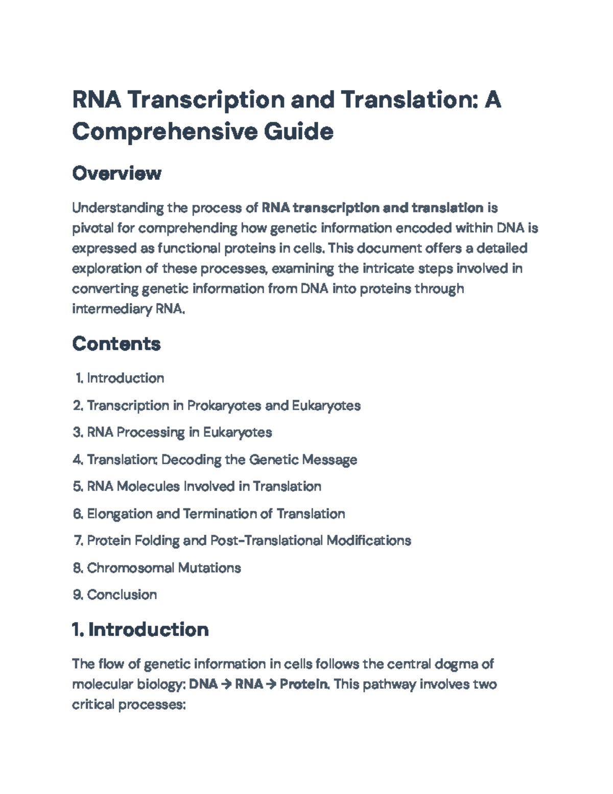 Molecular Biology: RNA Transcription & Translation Comprehensive Guide ...