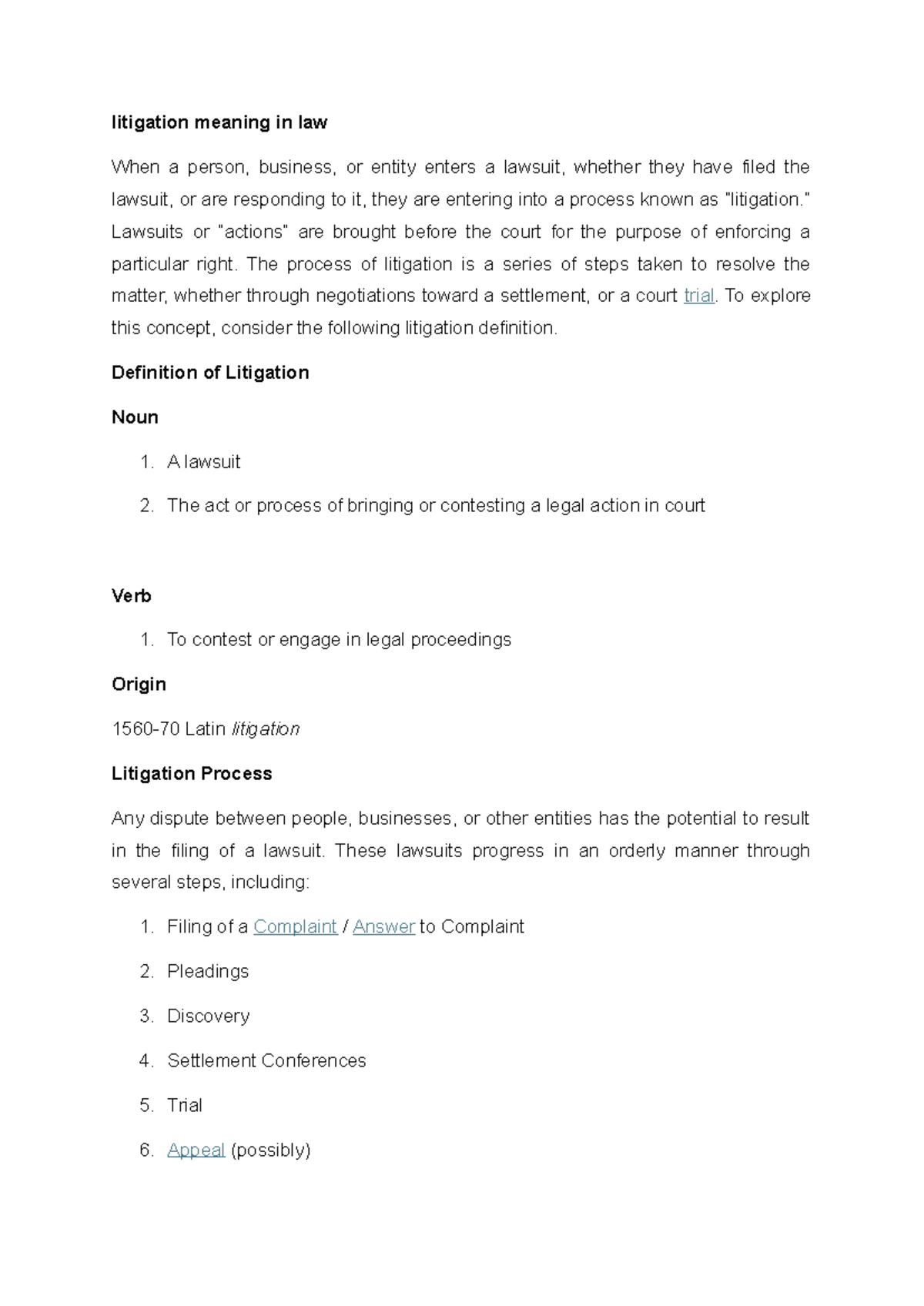 Understanding Litigation: Definition, Process, and Types - Studocu