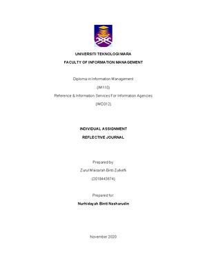 Coverpage uitm report writing format - Reference and Information ...