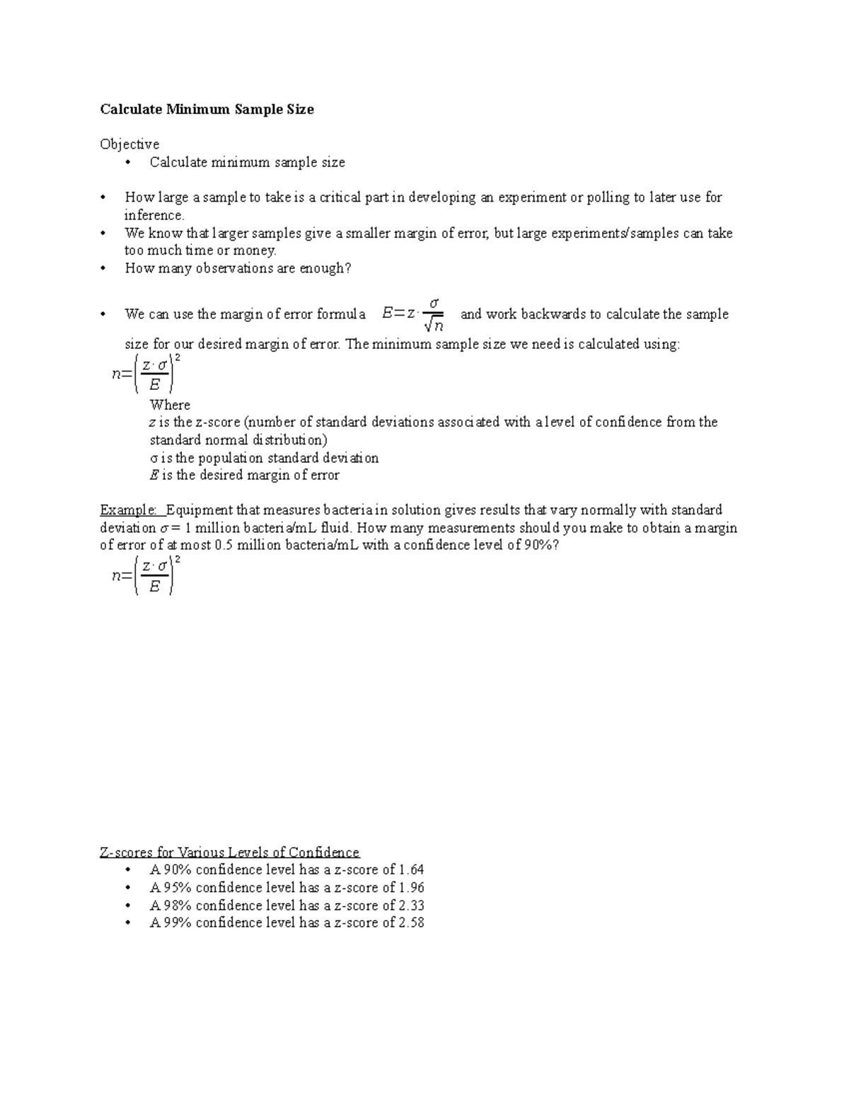 Lesson 30 Selecting Sample Size - Calculate Minimum Sample Size ...