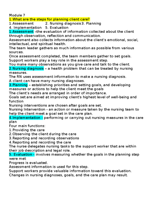 Module 6 - Household Management, Nutrition and Hydration test review ...