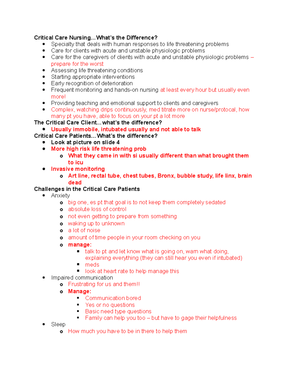 Critical Care Nursing Notes: Key Concepts and Deterioration Management ...