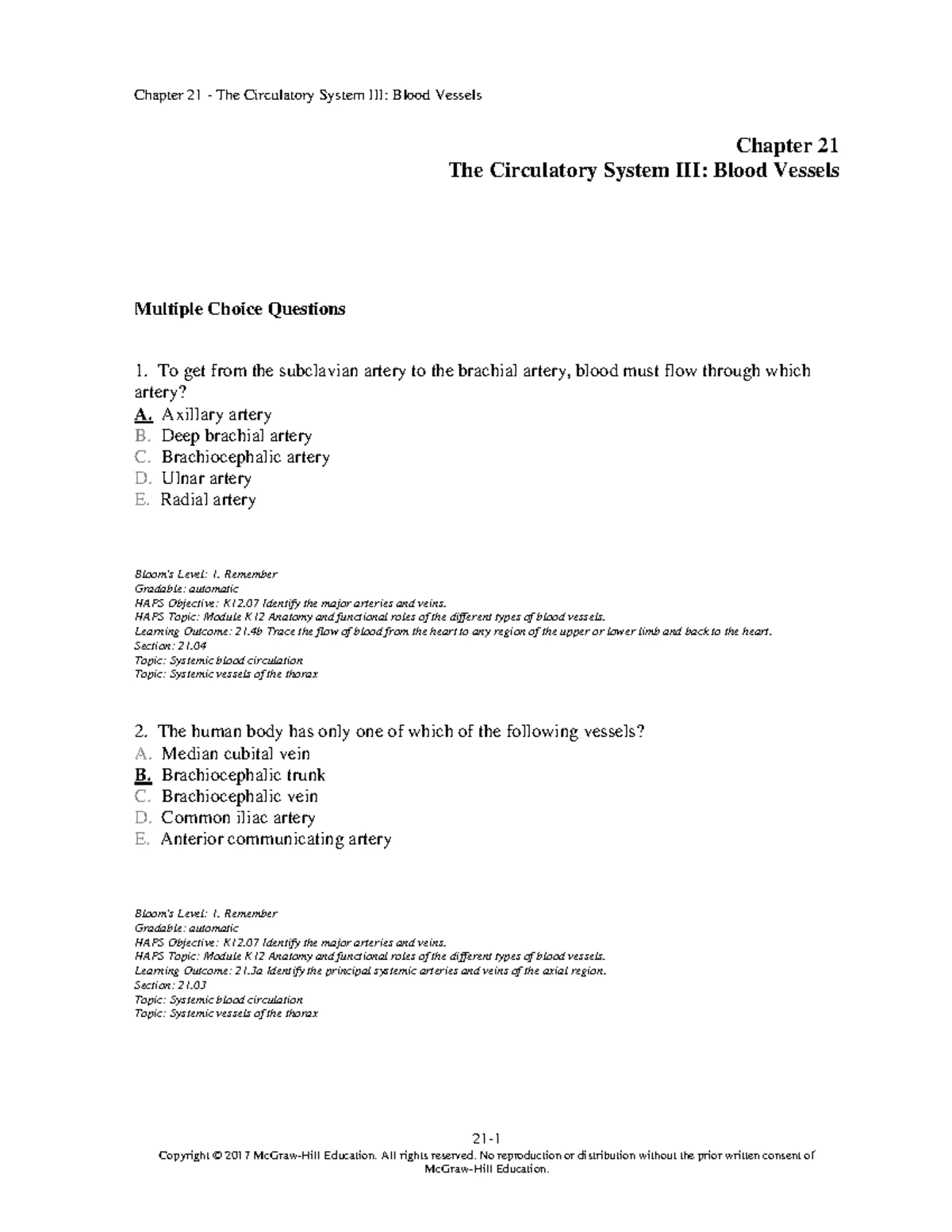 Chapter 19: The Circulatory System I - Blood MCQs and Study Guide - Studocu