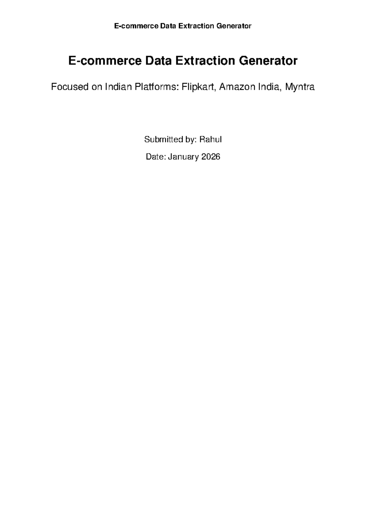 Ecommerce Data Extraction Report: Flipkart, Amazon, Myntra - Studocu