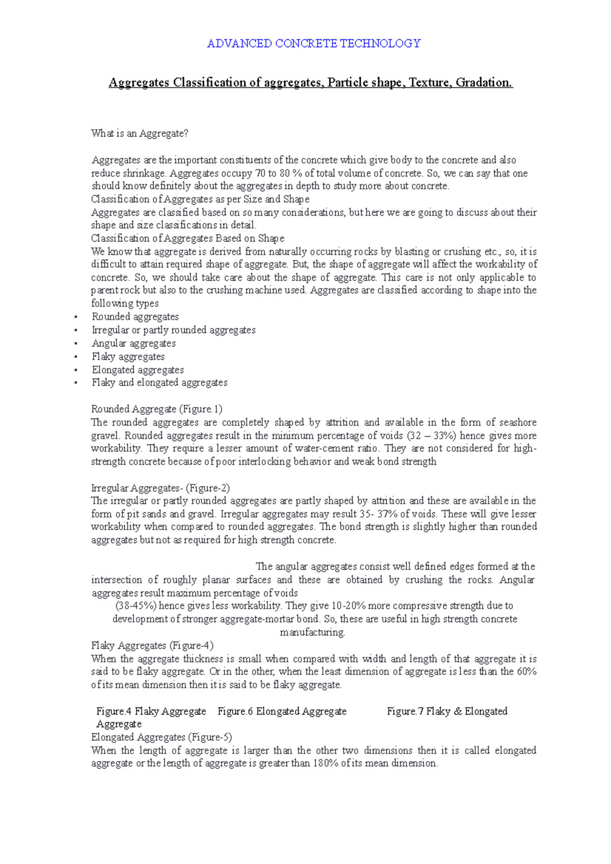 Aggregates Classification of aggregates - ADVANCED CONCRETE TECHNOLOGY ...