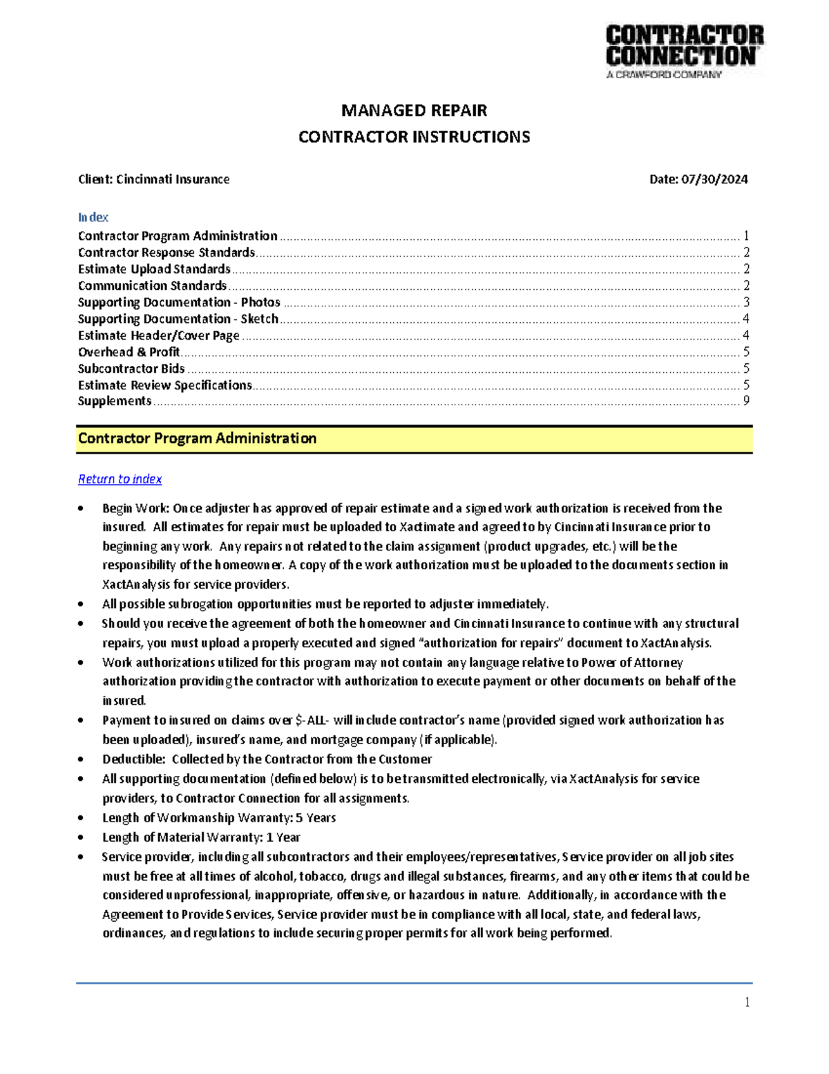 Cincinnati Insurance Managed Repair Contractor Instructions Guide - Studocu