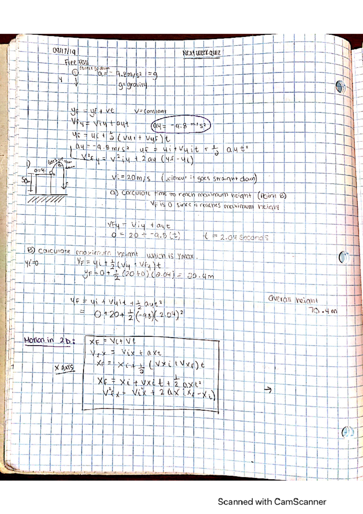 ABC123 Quiz 2: Projectile Motion and Free Fall Analysis - Studocu