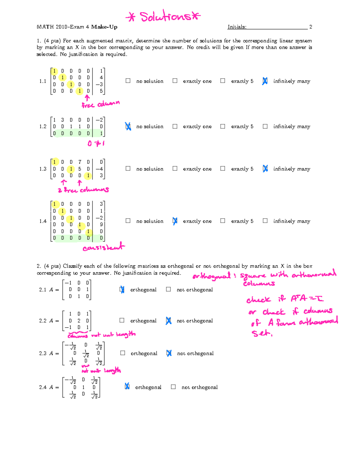 Exam4 2010 F24 Make Up - MATH 4 Solutions and Analysis - Studocu