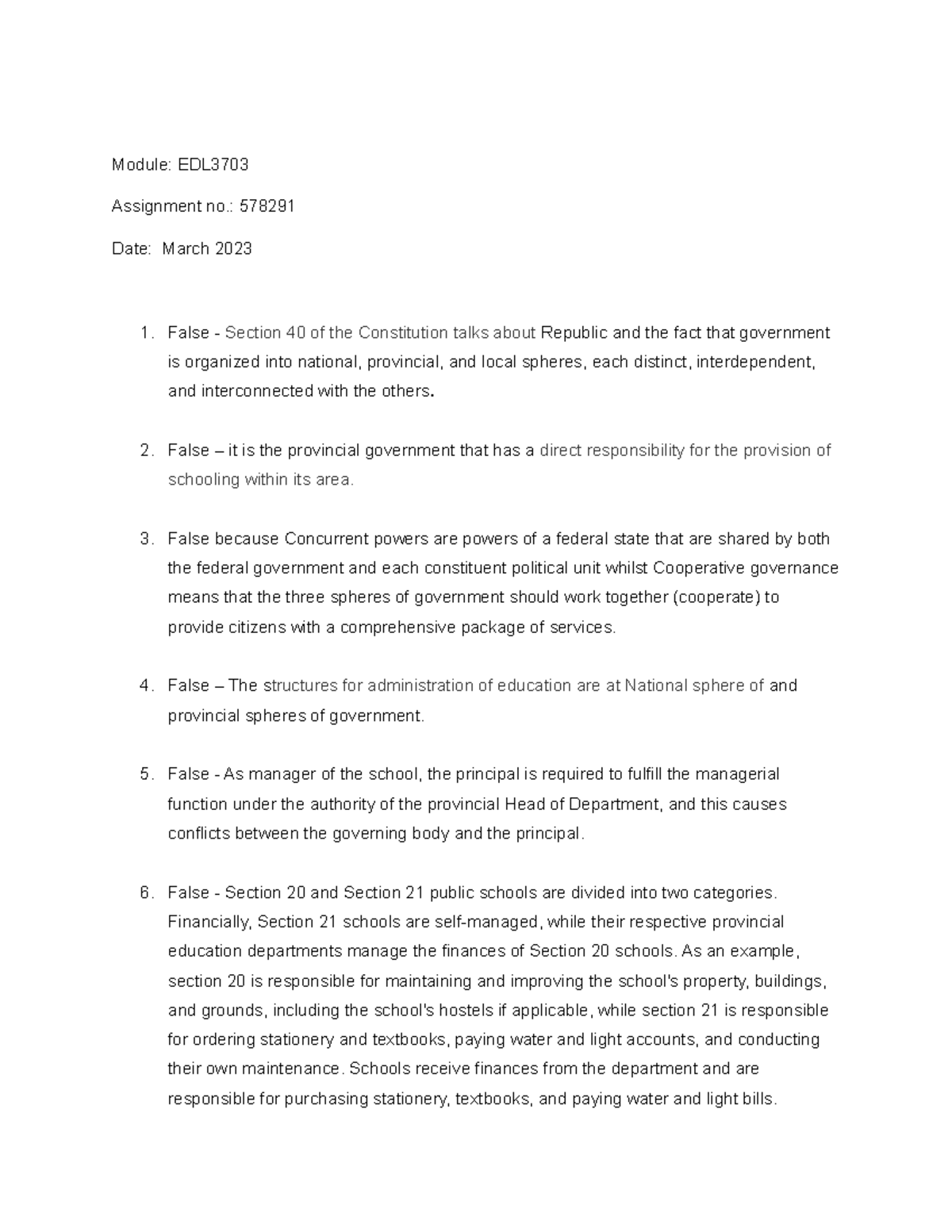 EDL3703 Assignment 1 - 2023 - Module: EDL Assignment no.: 578291 Date ...