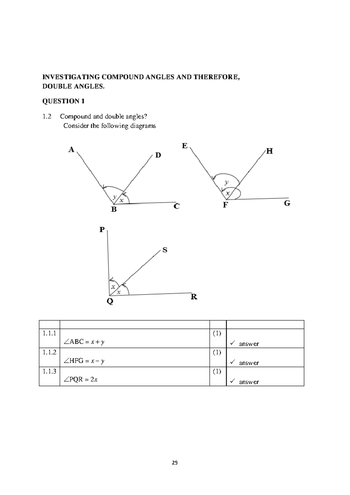Trig Investigation Memo: Compound & Double Angles Analysis - Studocu