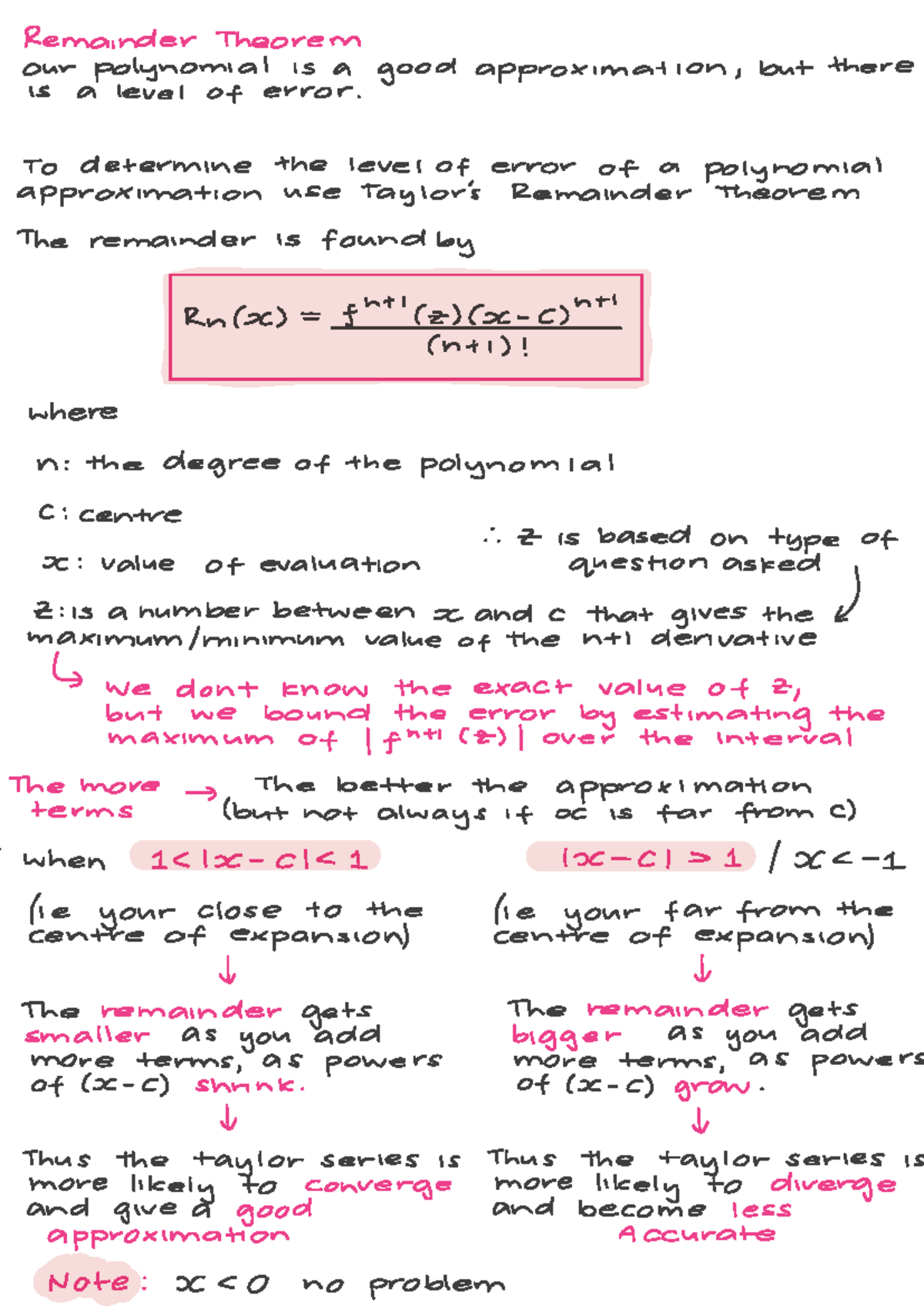 Remainder Theorem and Error Approximation in Polynomial Calculus (MATH ...