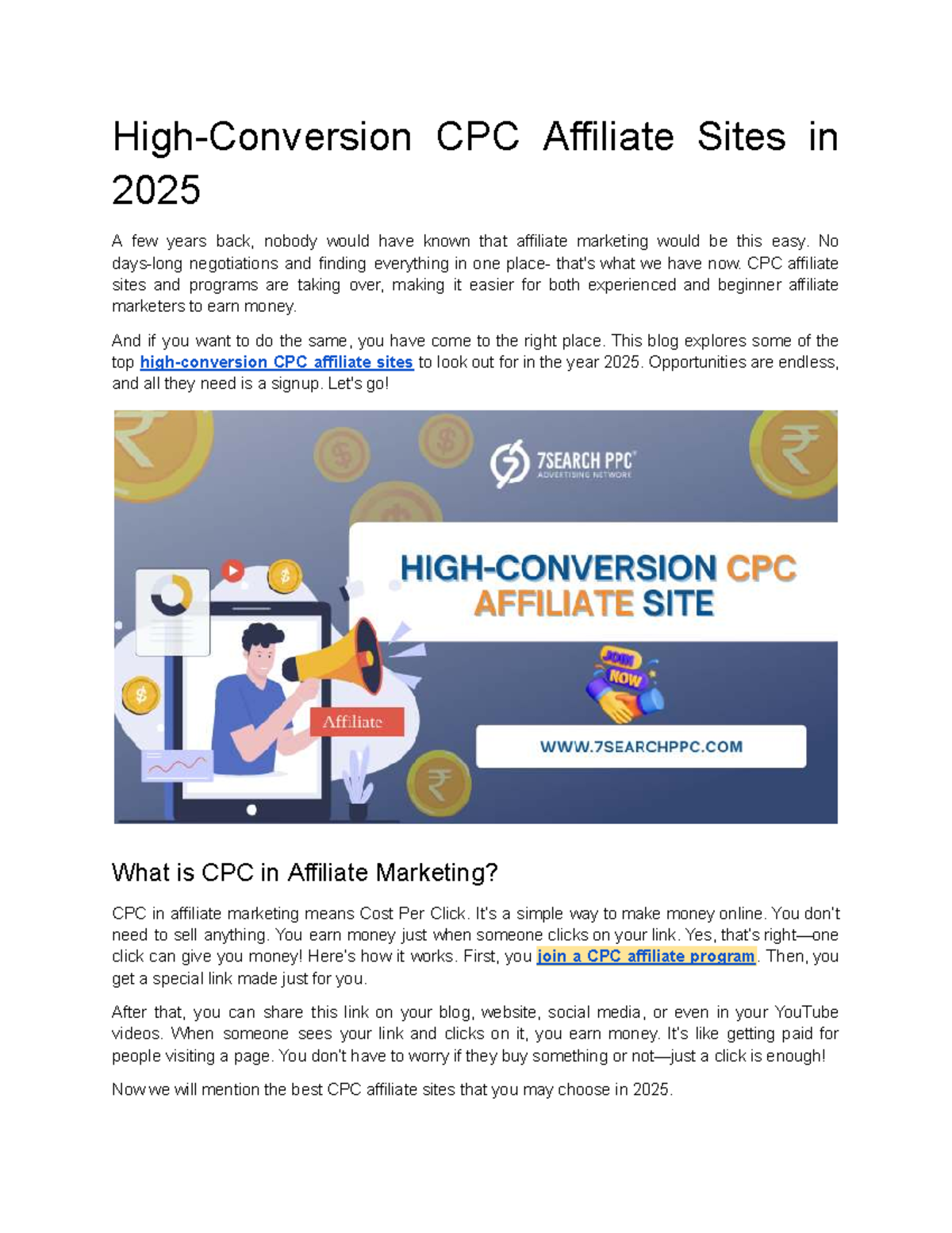 High-Conversion CPC Affiliate Sites in 2025 - No days-long negotiations ...