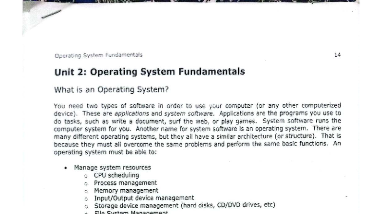 CS Operating System Fundamentals - Unit 2 Lecture Notes - Studocu
