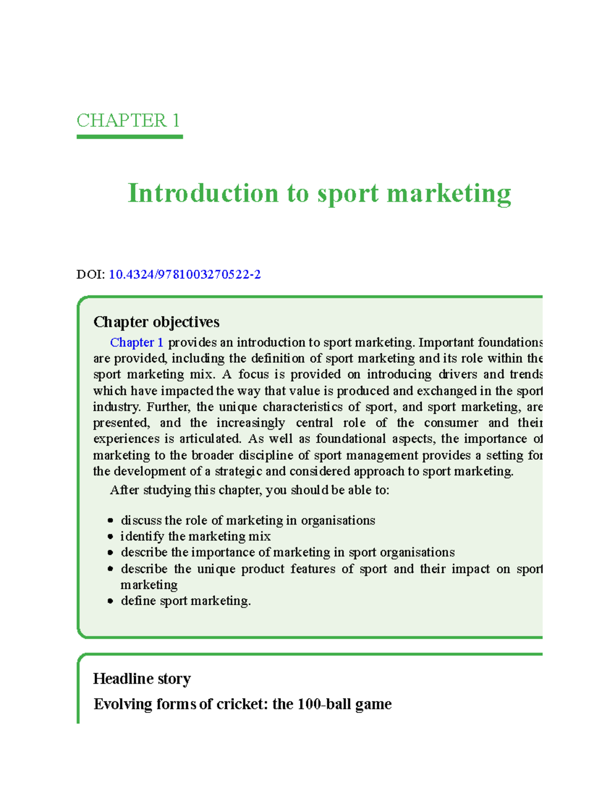 Strategic Sport Marketing: Chapter 1 Overview and Key Concepts - Studocu