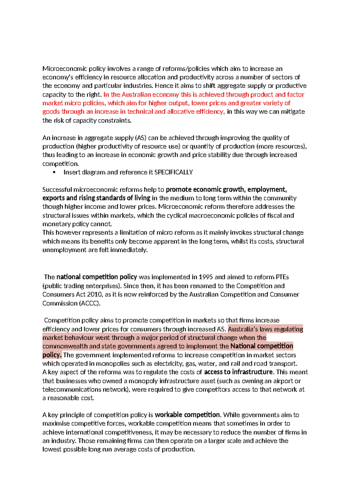 Microeconomic Policy Essay Draft: Reforms and Impacts Analysis - Studocu