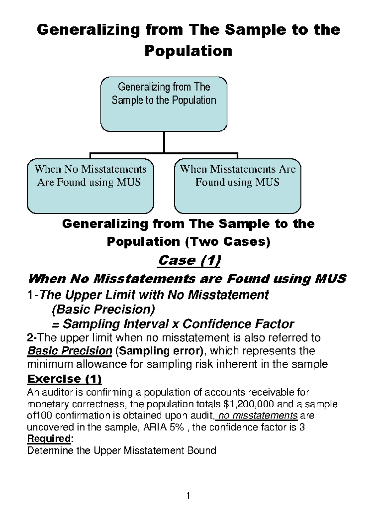 Generalizing from Sample to Population: MUS Analysis (Ch17-part-4 ...