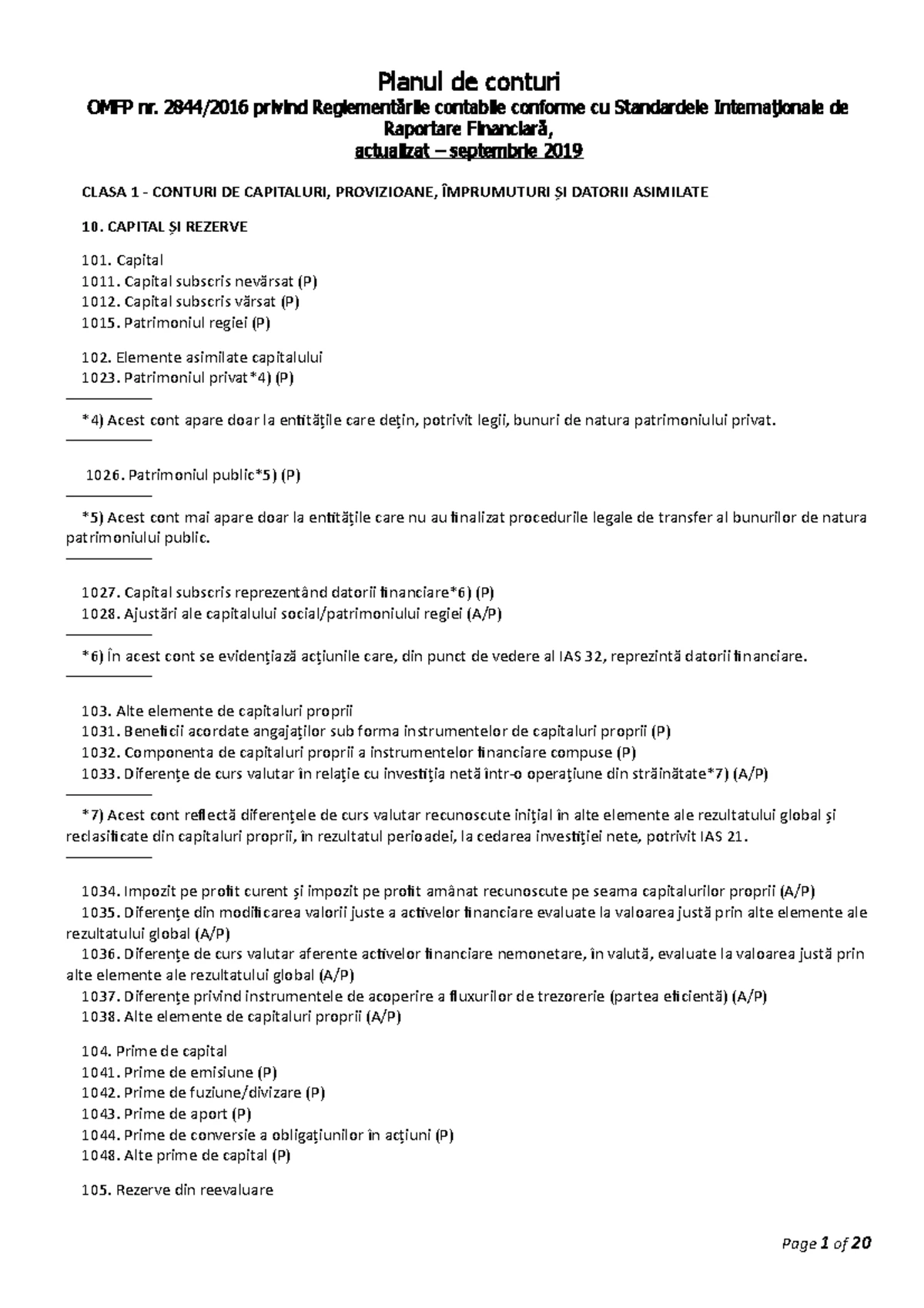 Plan de conturi ONG - Capitaluri, Provizioane și Datorii - Studocu