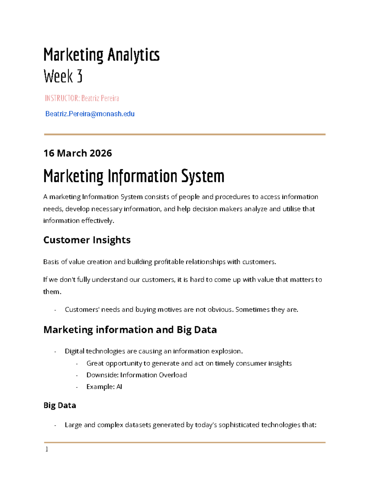 Marketing Week 3: Insights on Marketing Information Systems and ...