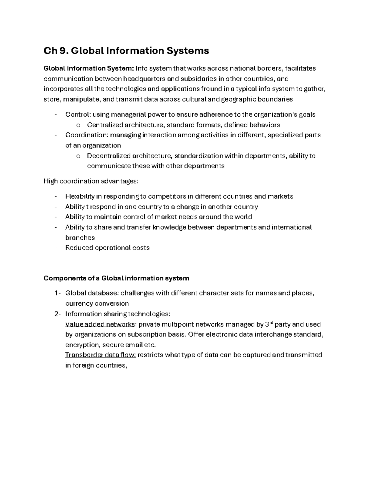 Ch 9: Global Information Systems - Strategies and Challenges - Ch 9 ...