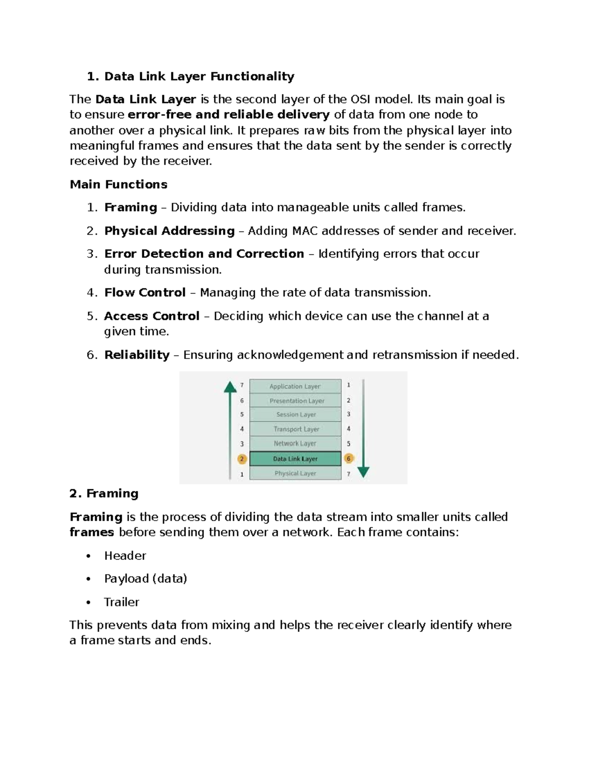 Data Link Layer Functionality - Assign 1 CN - Studocu